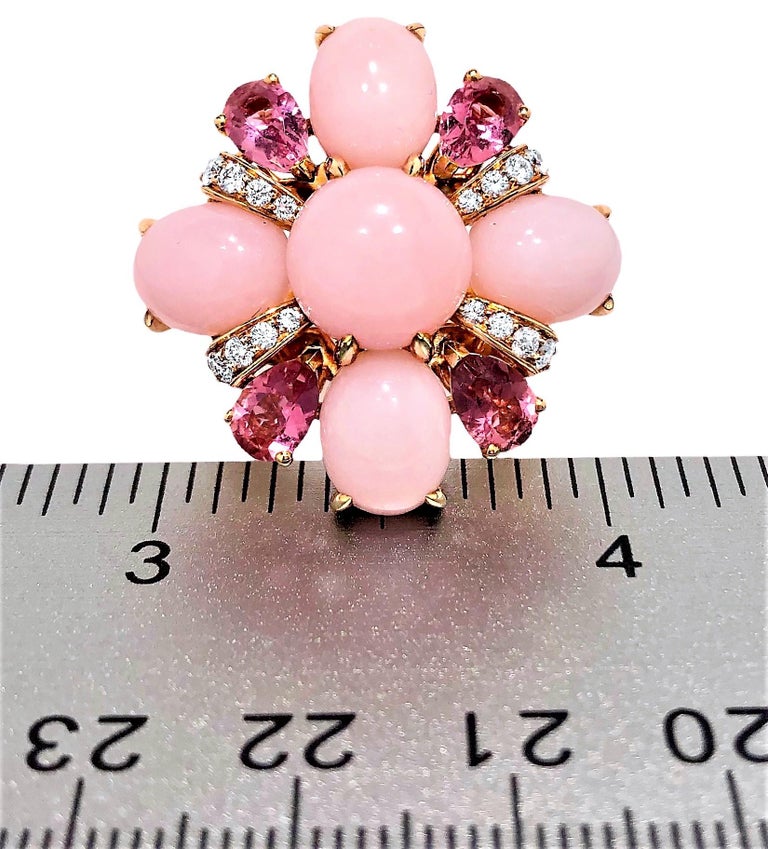 French Chanel 18K Yellow Gold, Pink Tourmaline, Pink Opal Matrix and ...