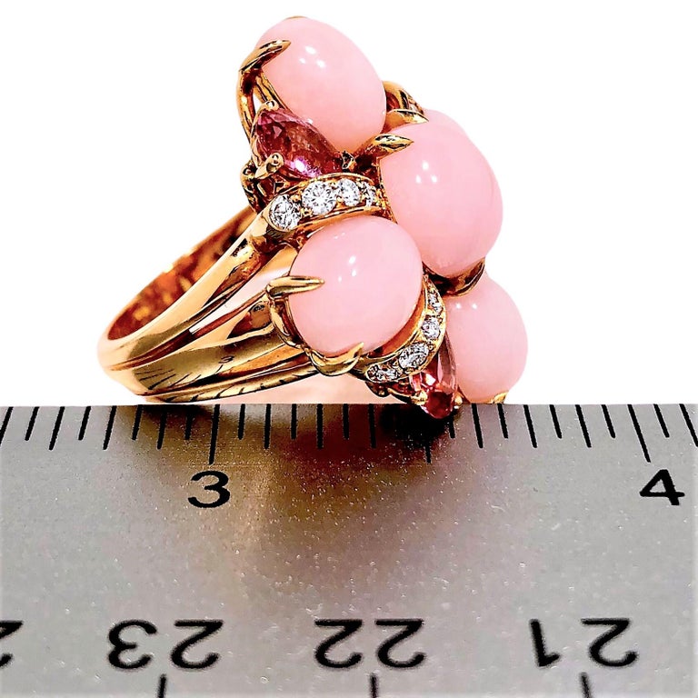French Chanel 18K Yellow Gold, Pink Tourmaline, Pink Opal Matrix and ...