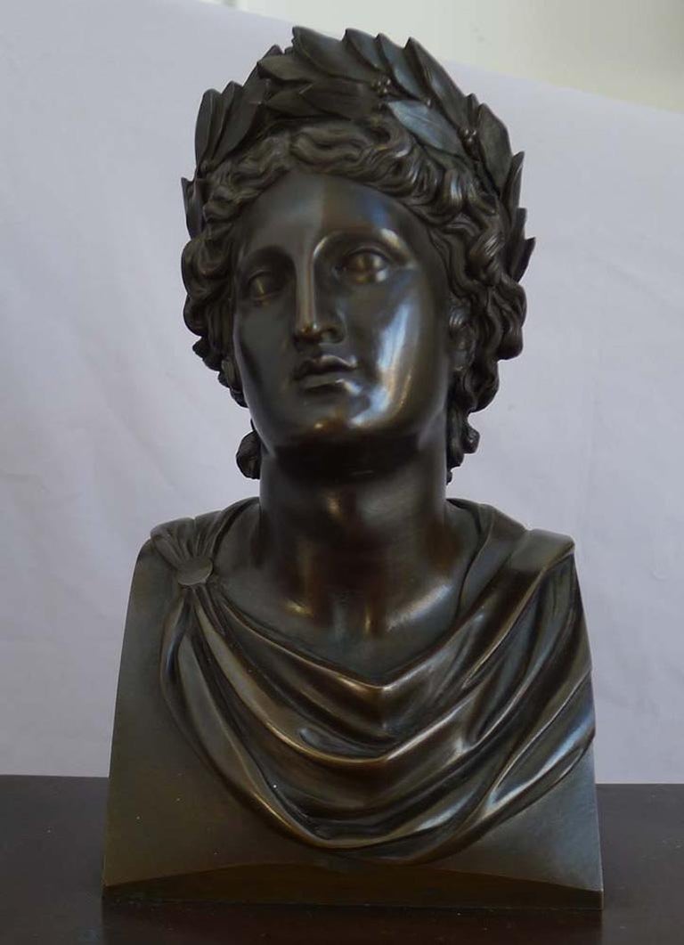 French Charles X Clock with Bust of Apollo For Sale at 1stDibs