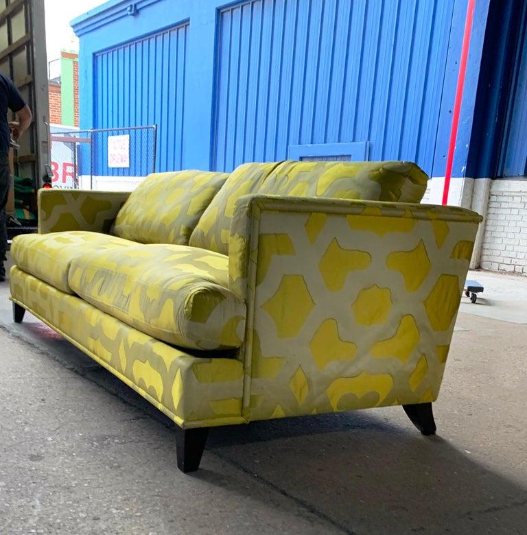 French Chartreuse Silk Quatrefoil 3-Seat Sofa Kravet Couture, Yellow ...