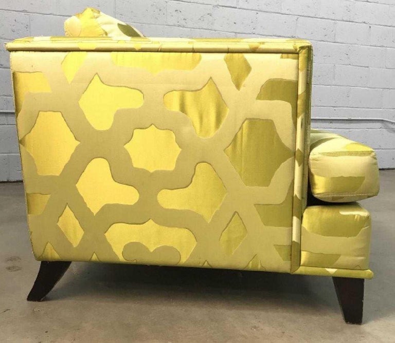 French Chartreuse Silk Quatrefoil 3-Seat Sofa Kravet Couture, Yellow ...