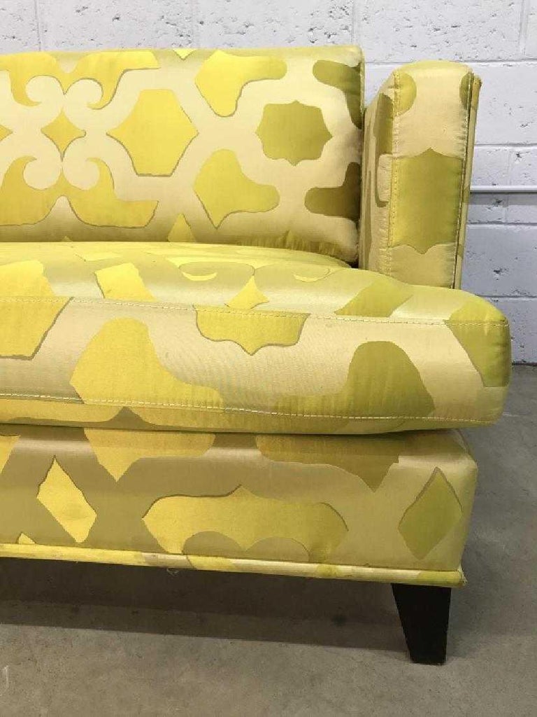 French Chartreuse Silk Quatrefoil 3-Seat Sofa Kravet Couture, Yellow ...