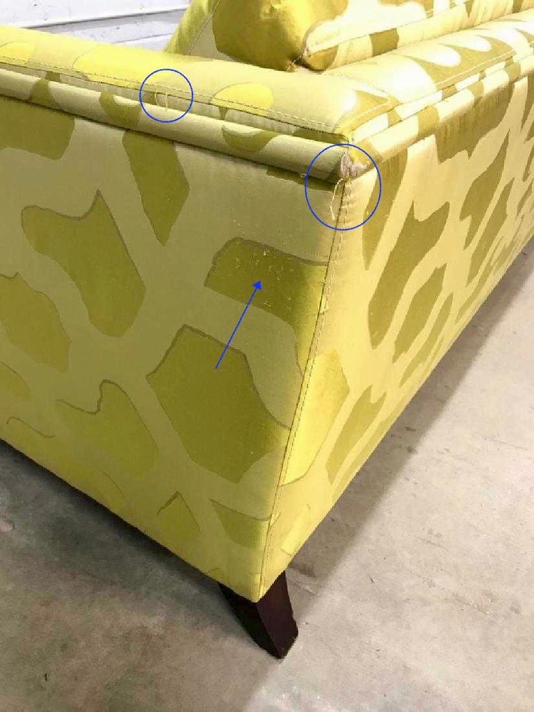 French Chartreuse Silk Quatrefoil 3-Seat Sofa Kravet Couture, Yellow ...