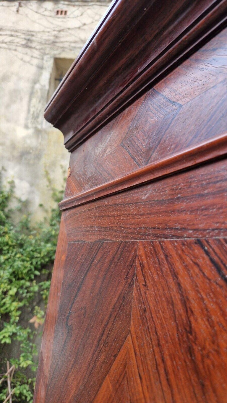 Antique French Rococo Armoire Carved Wood Triple Door For Sale at 1stDibs