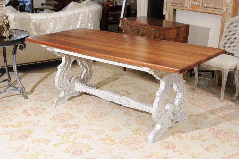 French Cherry Trestle Table For Sale at 1stDibs
