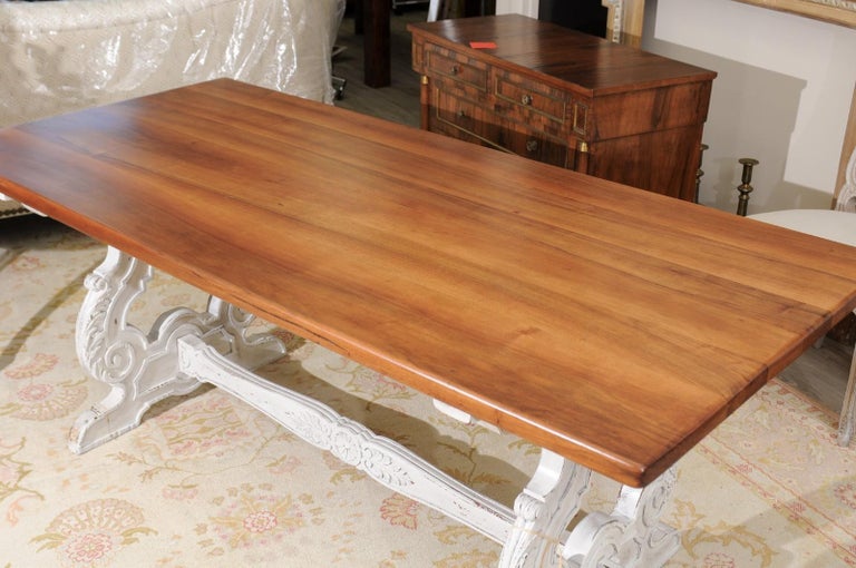 French Cherry Trestle Table For Sale at 1stDibs