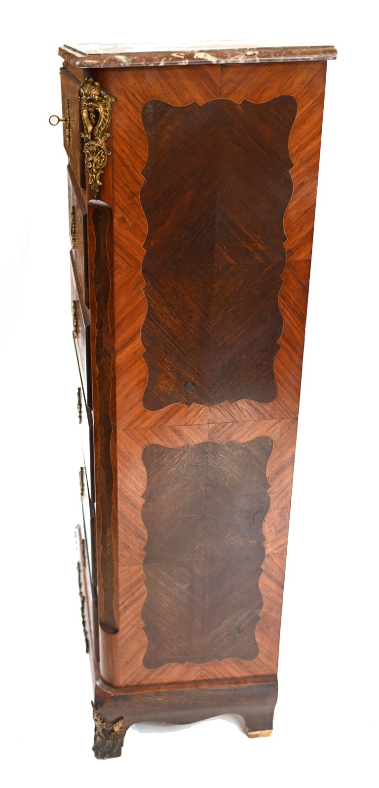 French Chest Drawers Antique Tall Boy Inlay, 1880 For Sale at 1stDibs
