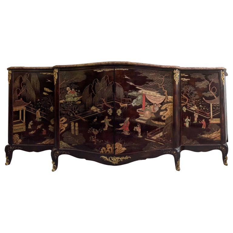 French Chinoiserie Coromandel Buffet Sideboard at 1stDibs