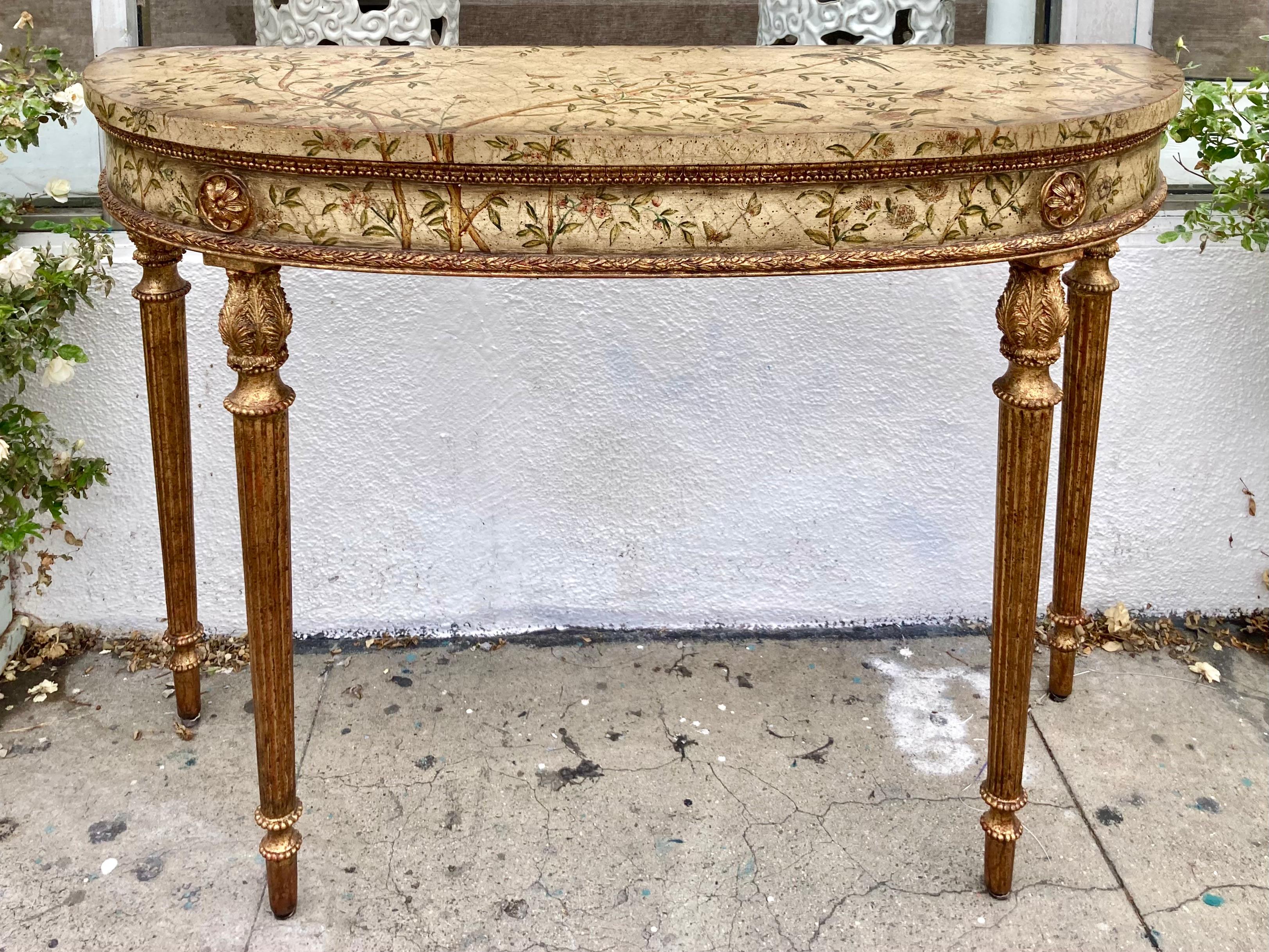 French Chinoiserie Louis XVI Style Console With Gilt Details For Sale ...