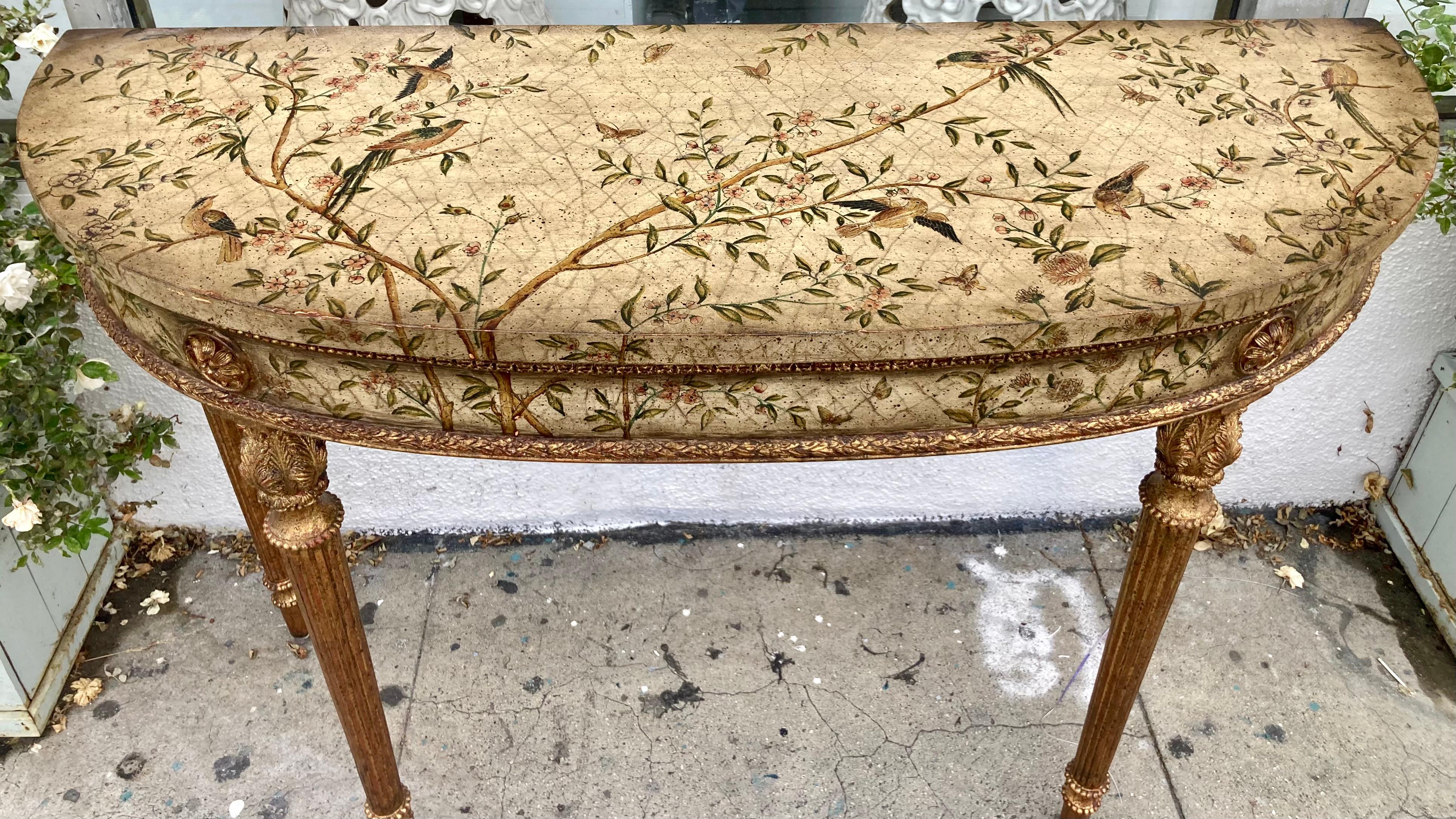 French Chinoiserie Louis XVI Style Console With Gilt Details For Sale ...