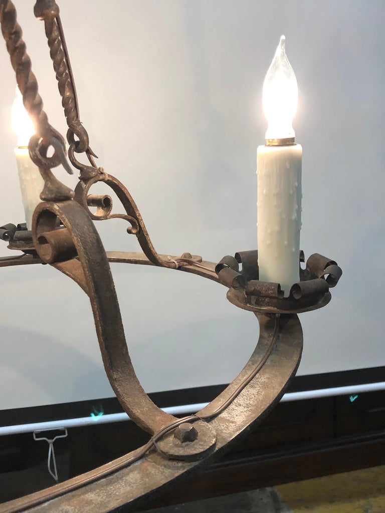 French Circular Hand-Wrought Iron Chandelier. 19th Century For Sale at ...