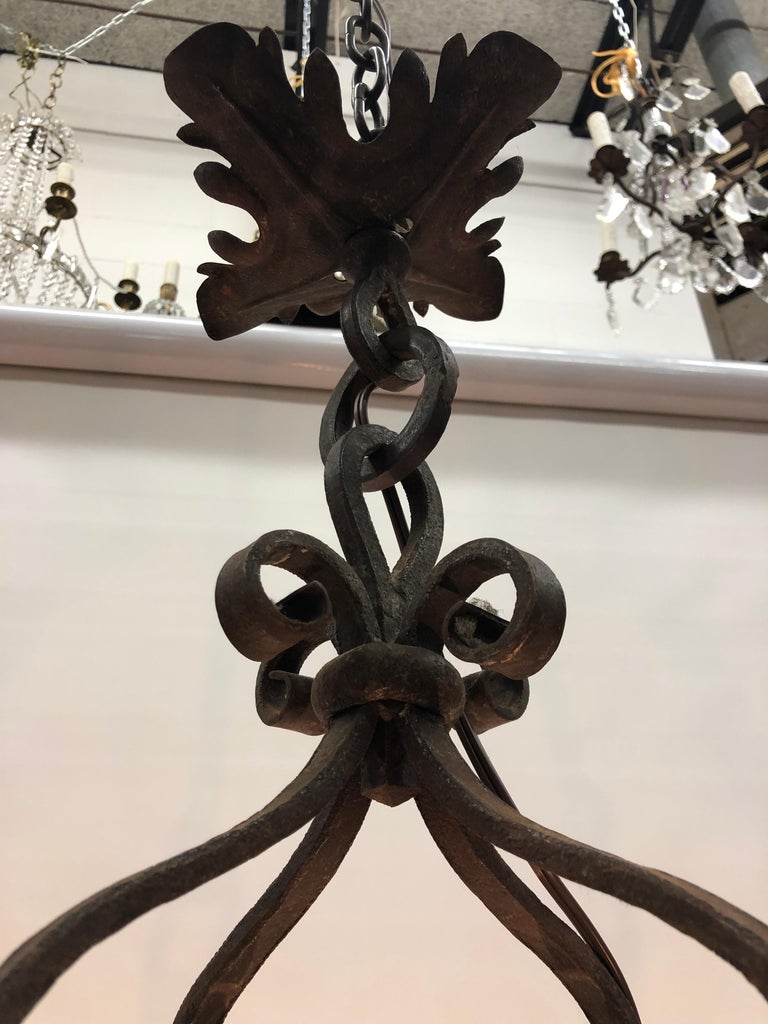 French Circular Hand-Wrought Iron Chandelier. 19th Century For Sale at ...