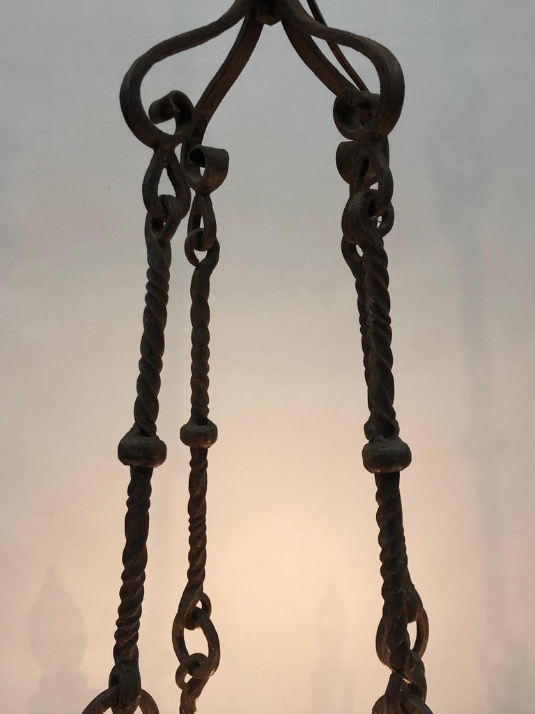 French Circular Hand-Wrought Iron Chandelier. 19th Century For Sale at ...