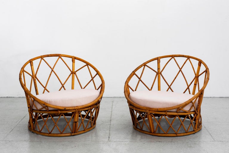 French Circular Rattan Chairs at 1stDibs