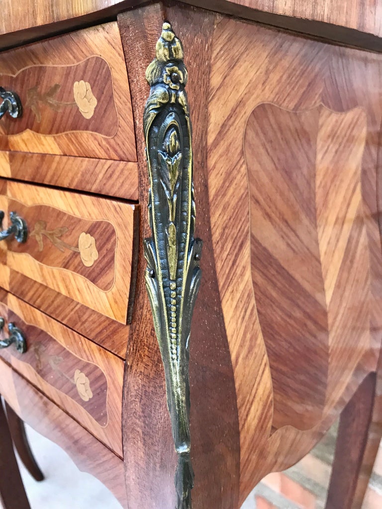 French Classic Louis Vx Style Marquetry Nightstands with Three Drawers ...