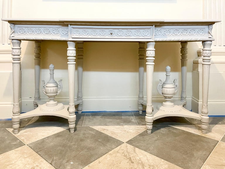 French Classical Console in Gray Painted Finish with Drawer For Sale at ...