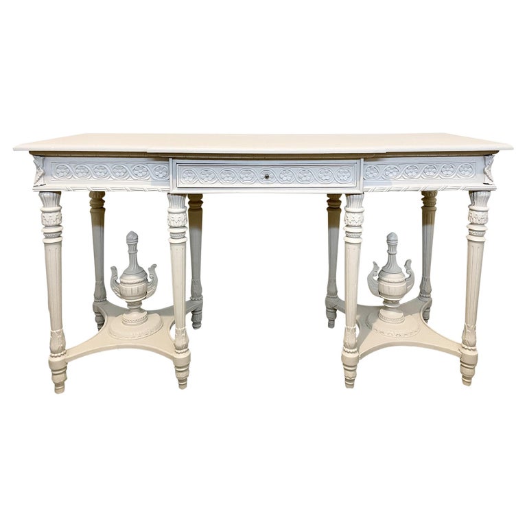 French Classical Console in Gray Painted Finish with Drawer For Sale at ...