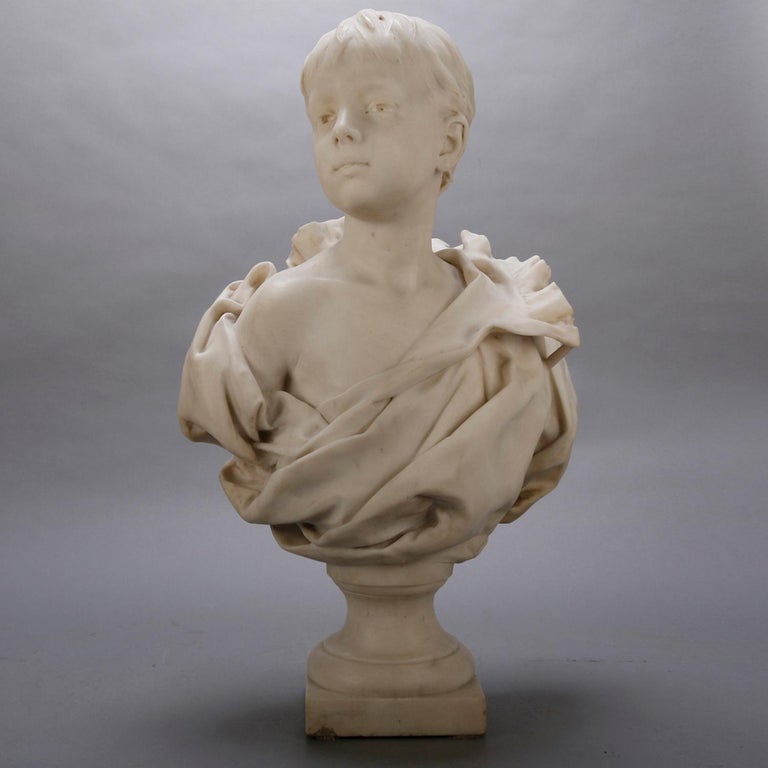 French Classical Marble Sculpture of Boy Signed Alphonse Henri Nelson ...