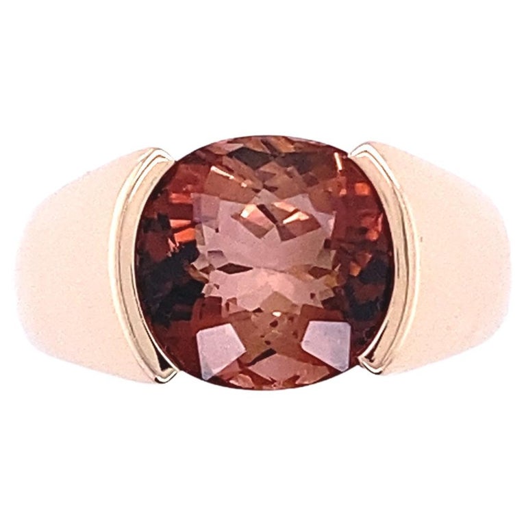 French Cocktail Ring Topped with a Tourmaline Pink Gold For Sale at 1stDibs