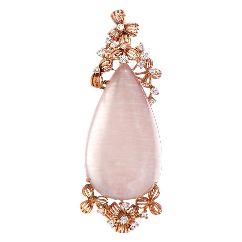 18 Karat Yellow Gold Quartz and Topaz Enhancer Pendent For Sale at 1stDibs