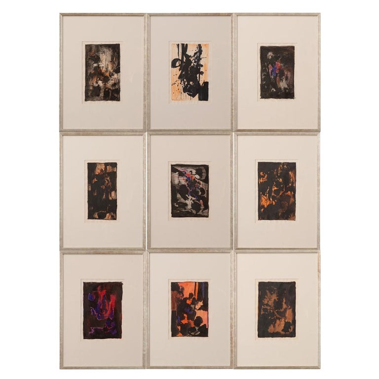 French Collection of Framed Abstract Paintings For Sale at 1stDibs