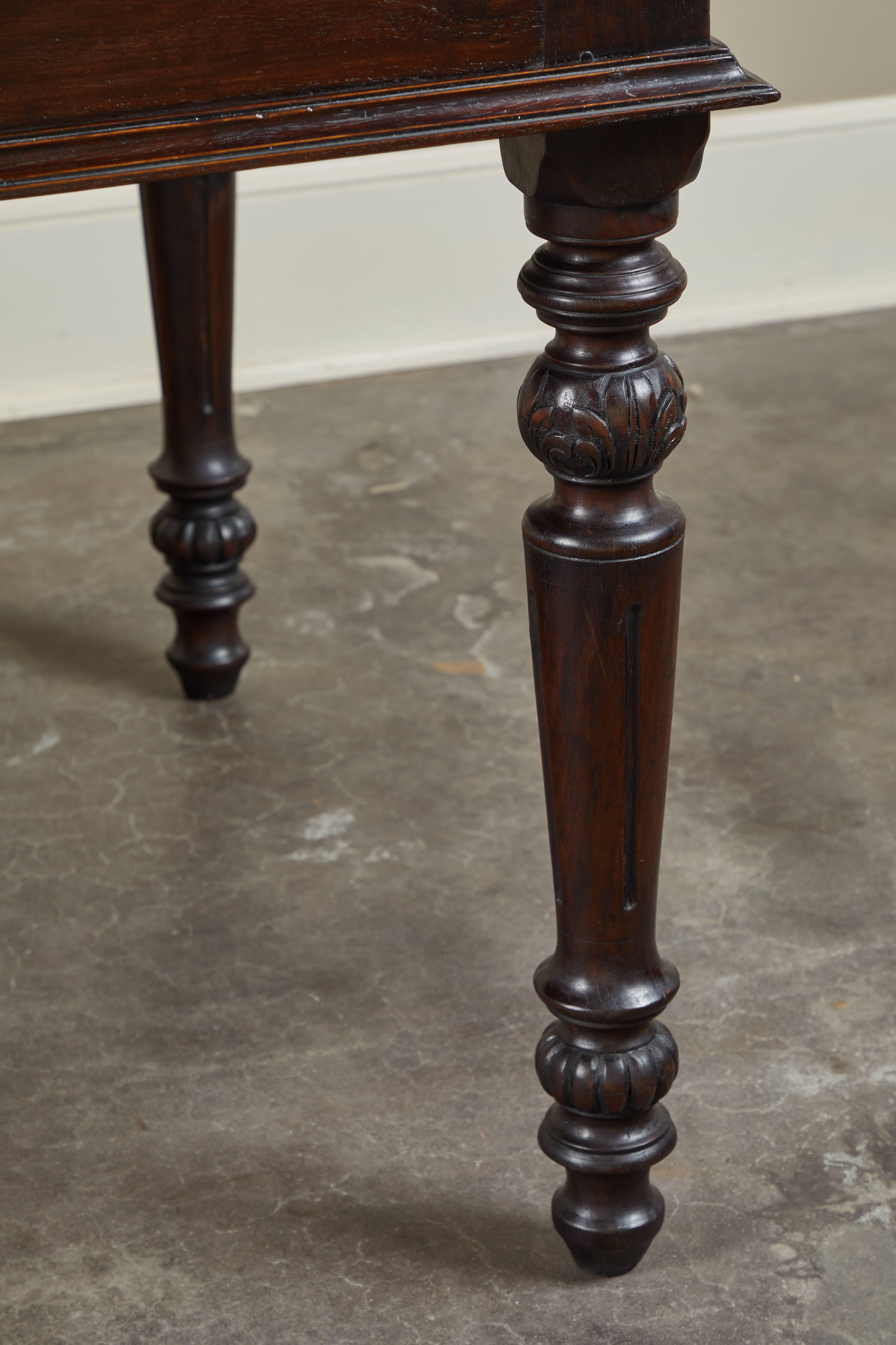 French Colonial Desk of Solid Rosewood with Large Burl Panel Top at ...