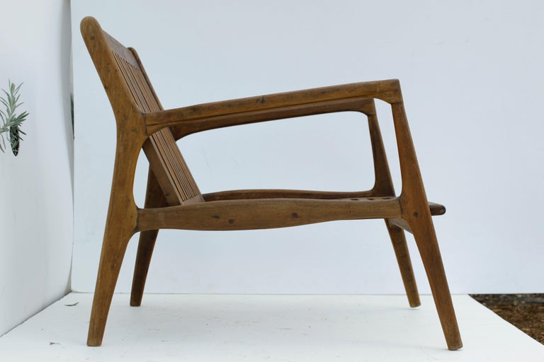 French Colonial Weathered Teak Lounge Chair For Sale at 1stDibs