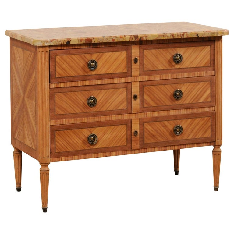 French Commode with Stone Top and Lovely Inlay Pattern Creating Visual ...