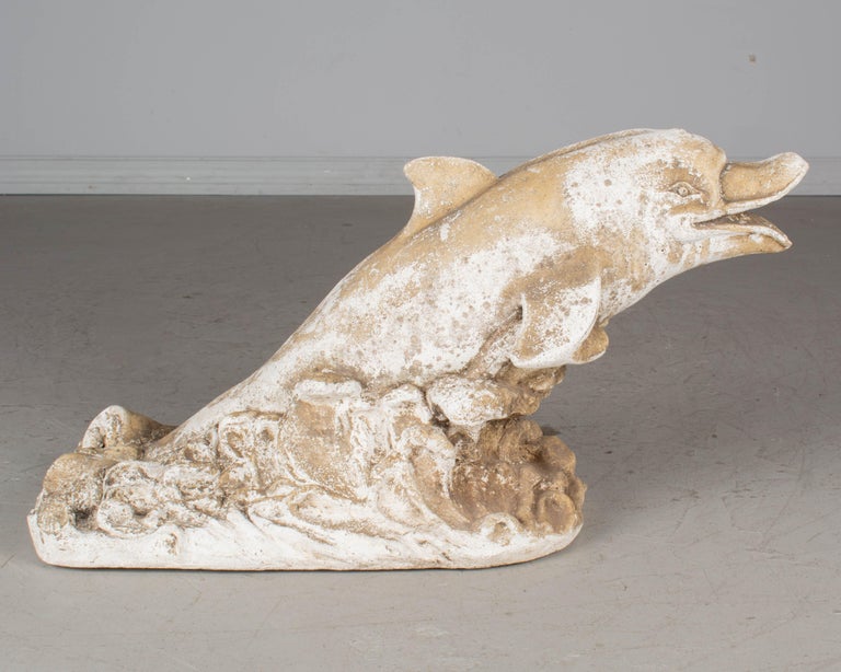 French Composite Stone Dolphin Garden Fountain For Sale at 1stDibs