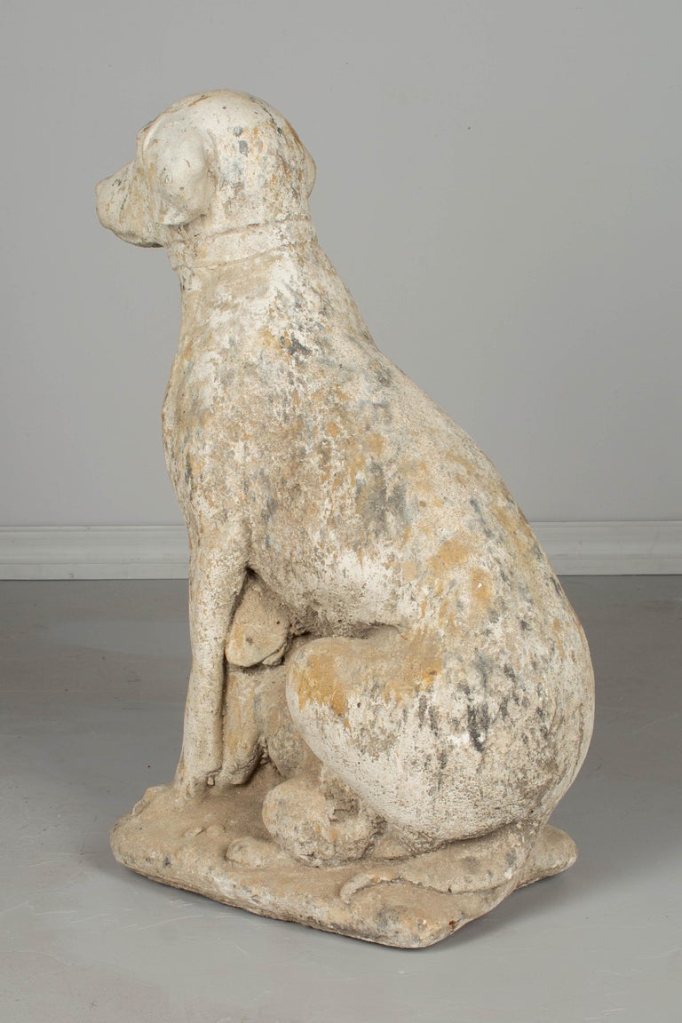 French Composite Stone Sculpture of a Garden Dog with Puppies at 1stDibs