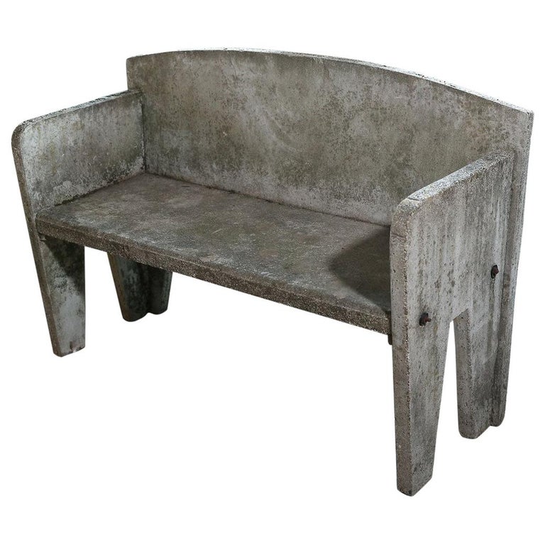 French Concrete Garden Bench at 1stDibs