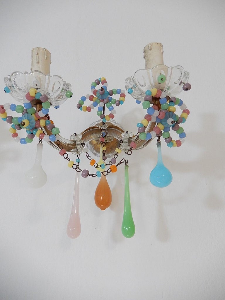 French Confetti Pastel Colorful Murano Glass Opaline Sconces, circa ...