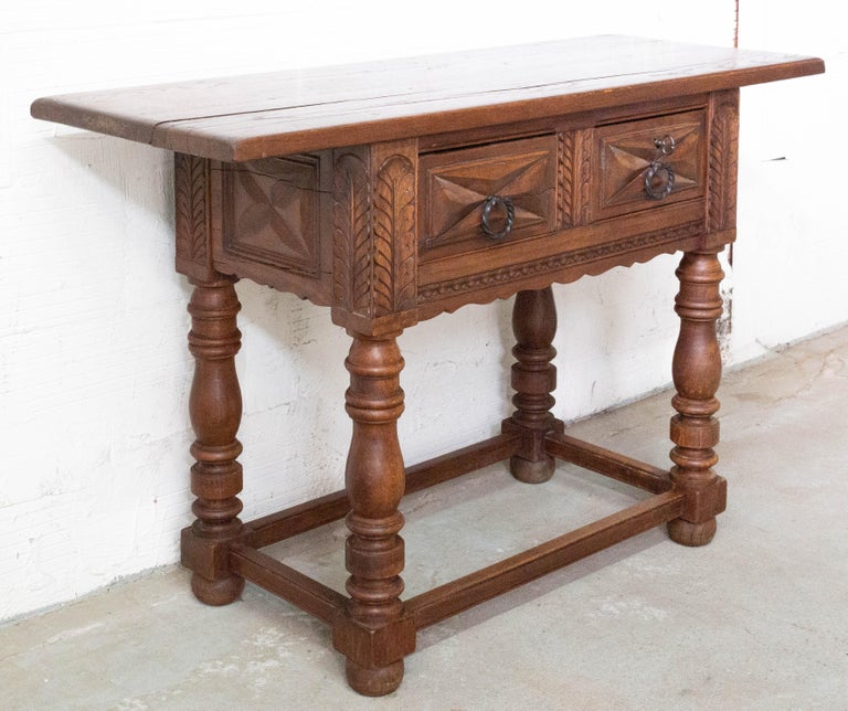 French Console or Hallway Unit Table Spanish Style, Midcentury at 1stDibs