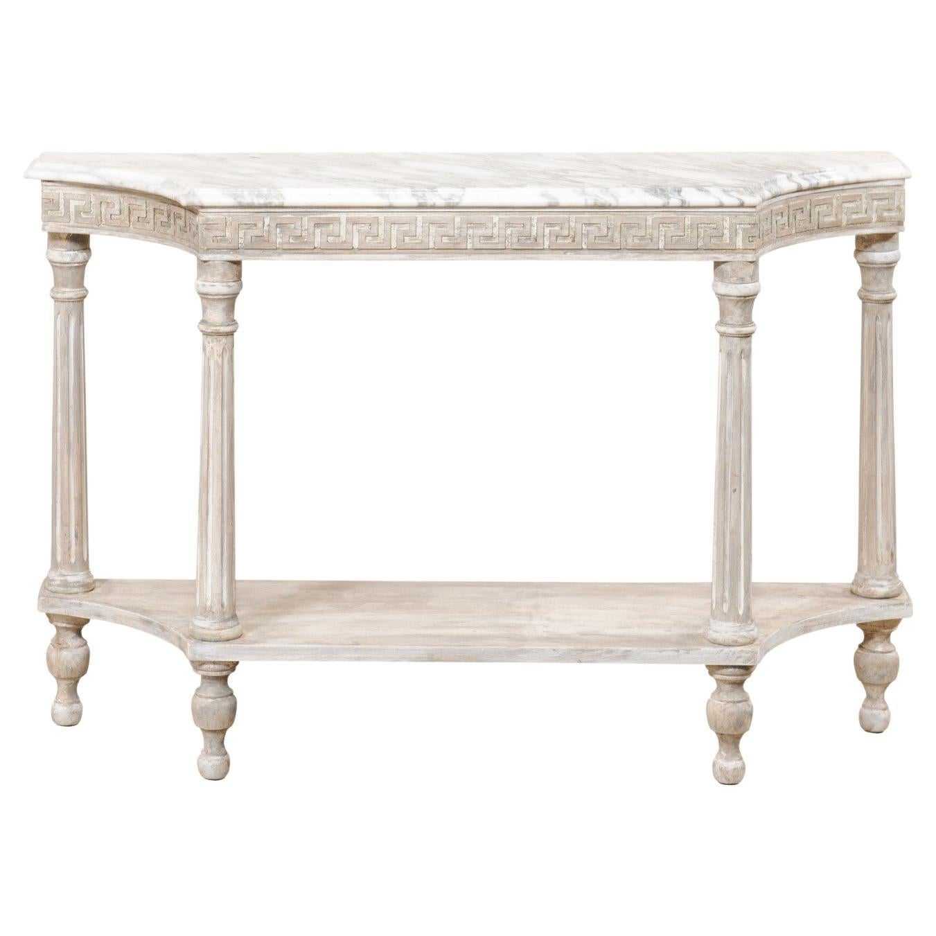 Marble Top Console Table with Gilt Greek Key Decoration at 1stDibs