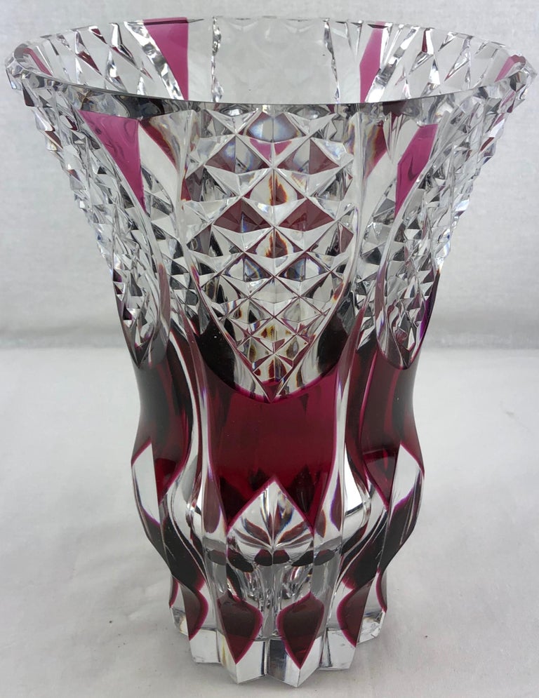 French Contemporary Amethyst or Pink Red Crystal Flower Vase For Sale ...