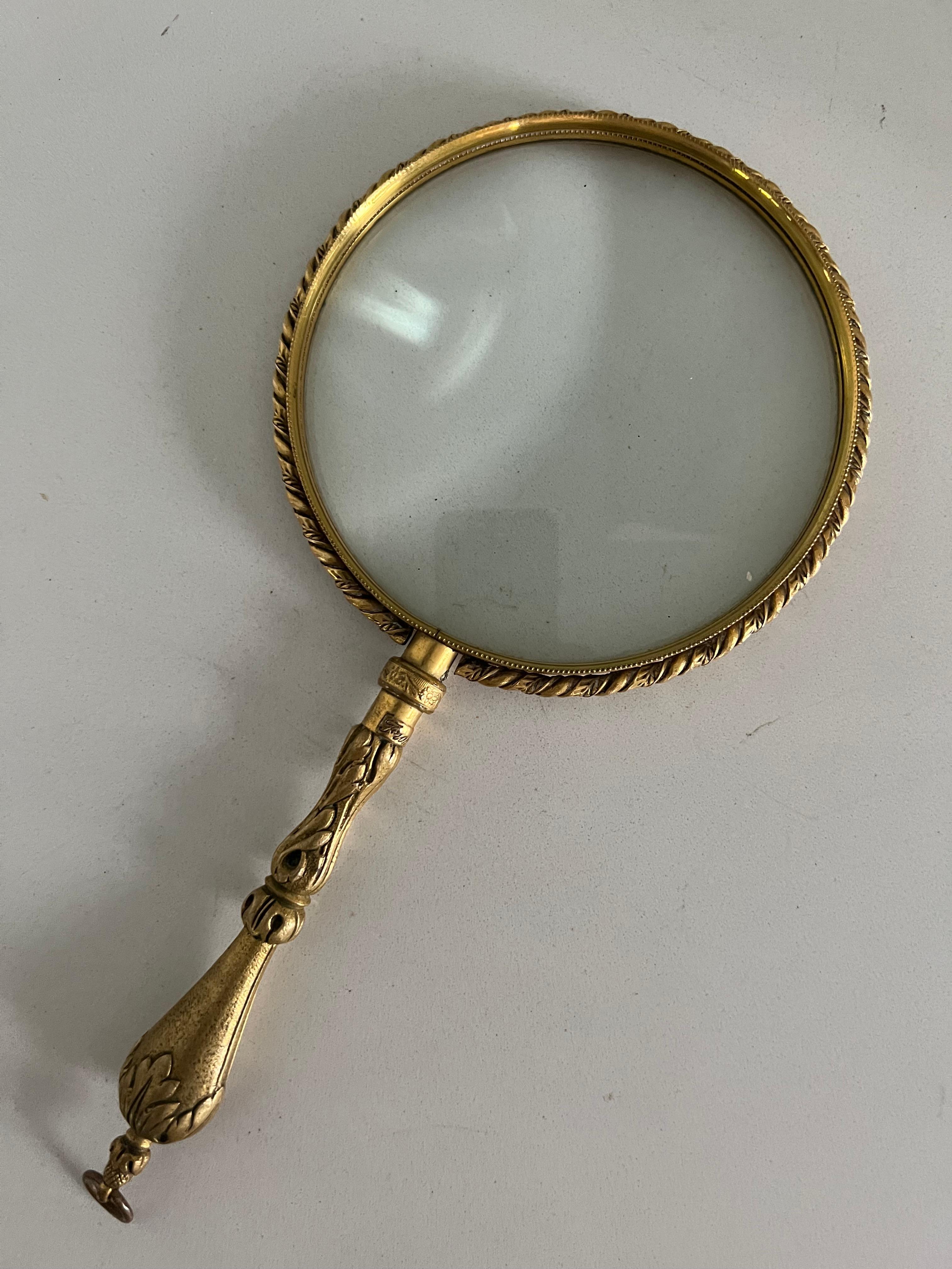 French Copper Magnifying Glass with Weighted Handle at 1stDibs
