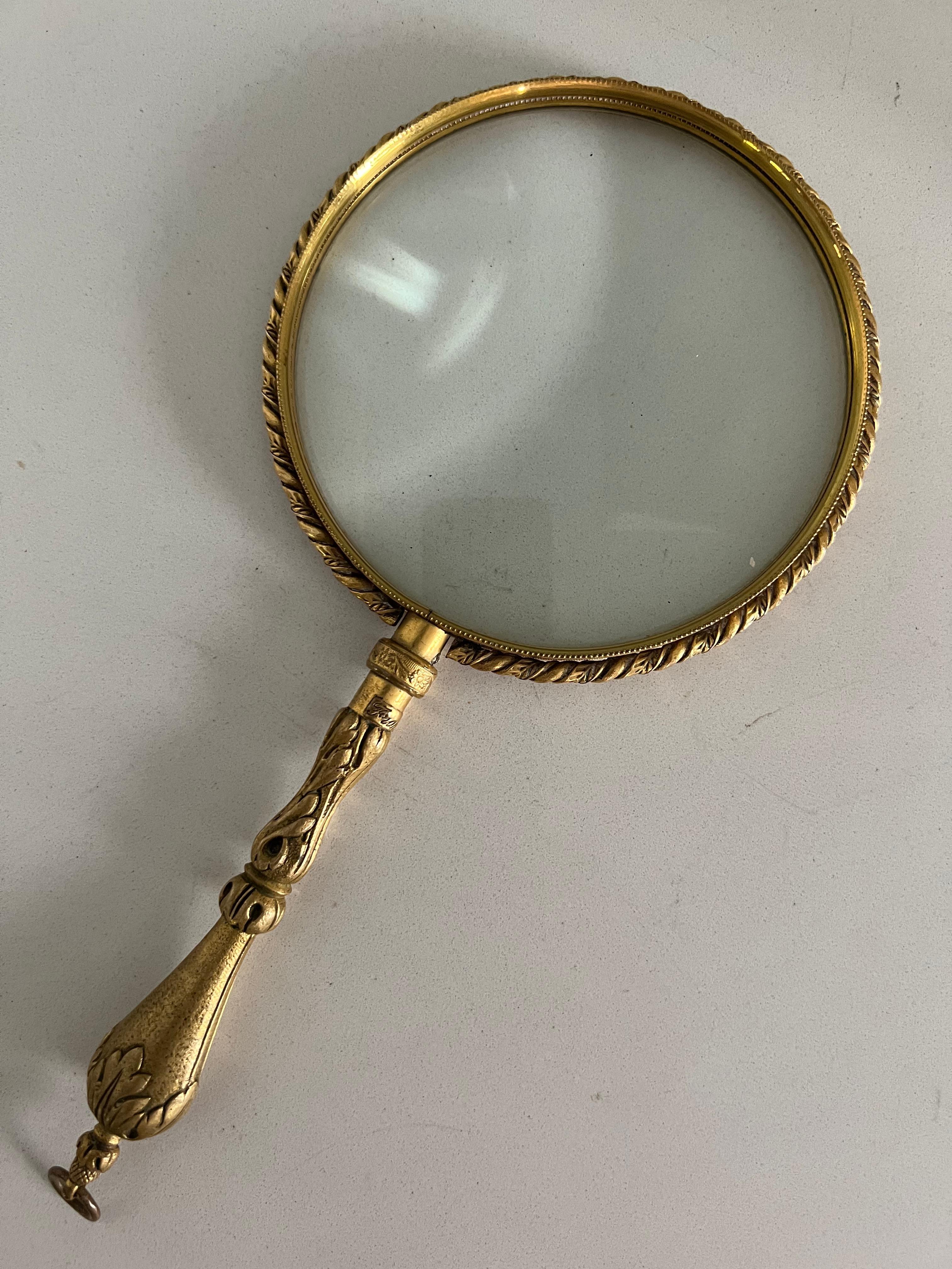 French Copper Magnifying Glass with Weighted Handle at 1stDibs