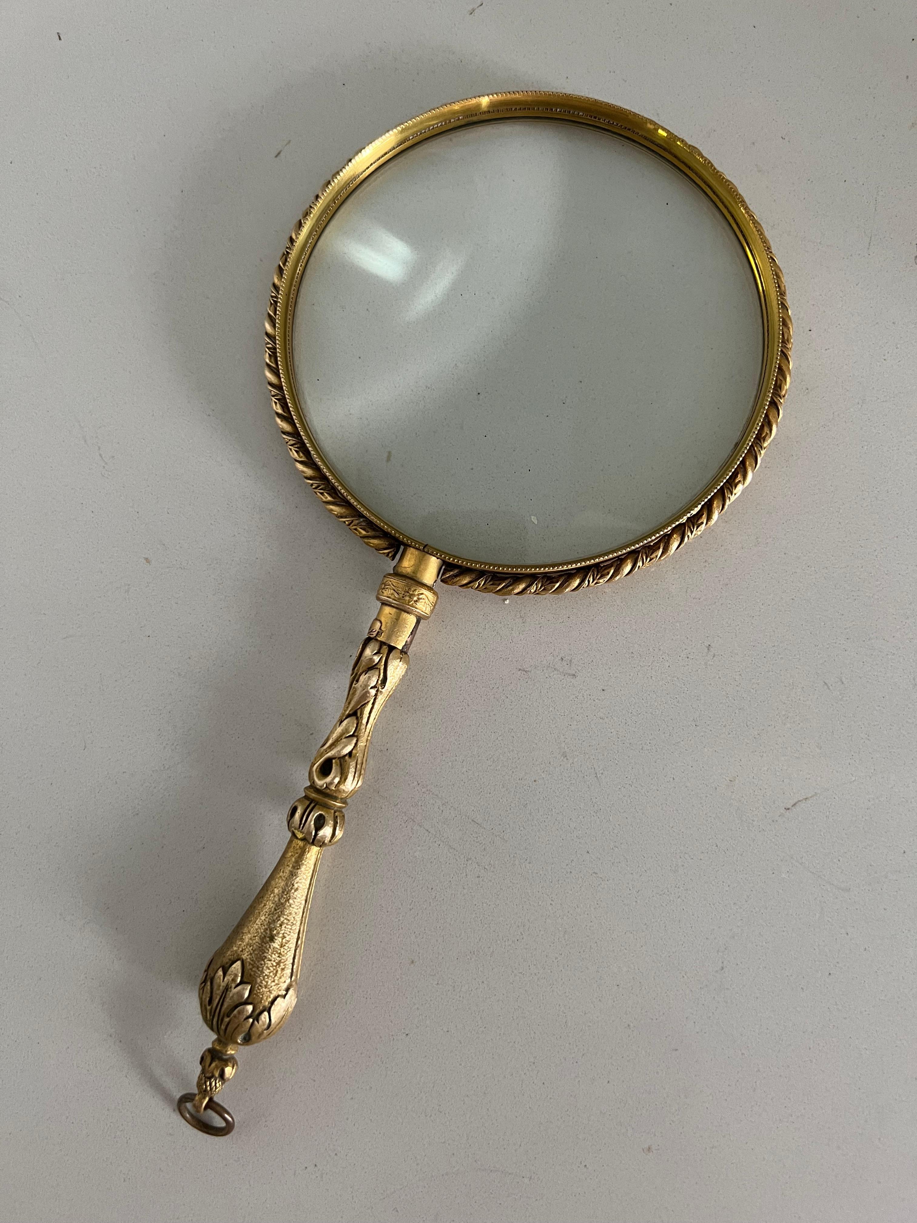 French Copper Magnifying Glass with Weighted Handle at 1stDibs