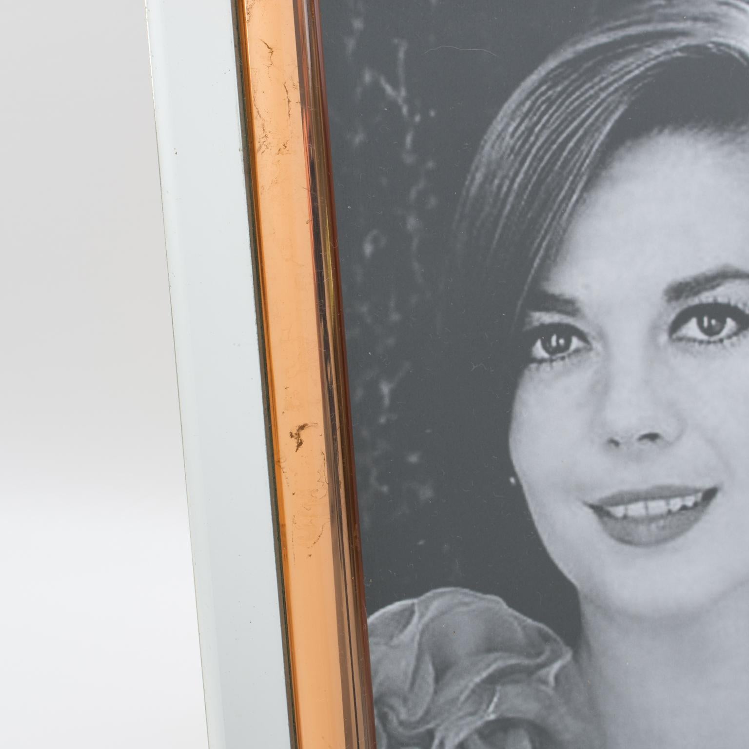 French Copper Pink and Silver Mirrored Glass Picture Frame, 1940s For ...