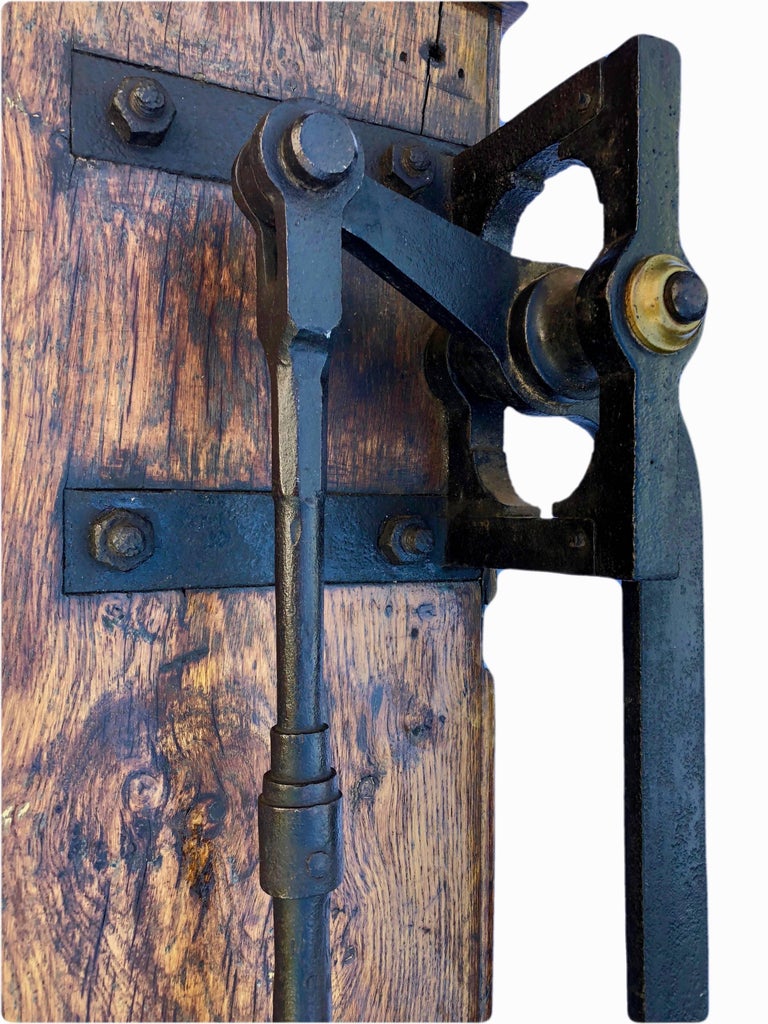 French Copper Water Hand Pump, Black Iron Features, Spout, on Wood ...