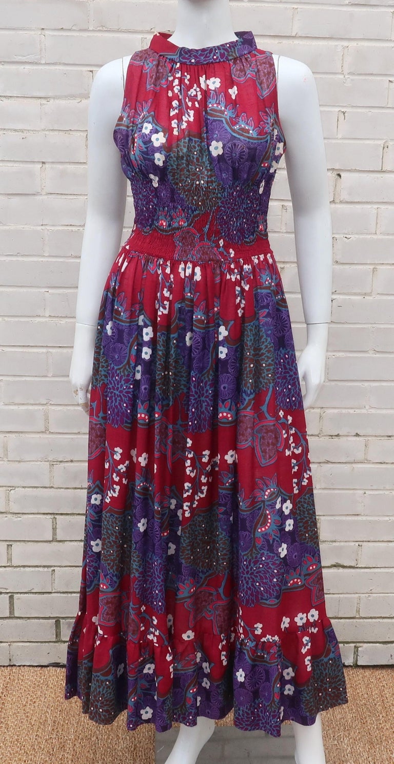 French Cotton Bohemian Floral Dress, 1970's at 1stDibs | bohemian ...
