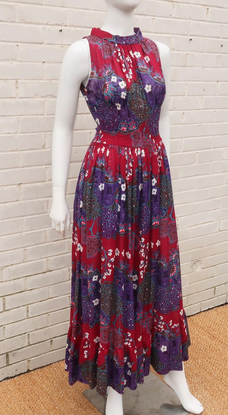 French Cotton Bohemian Floral Dress, 1970's at 1stDibs | bohemian ...