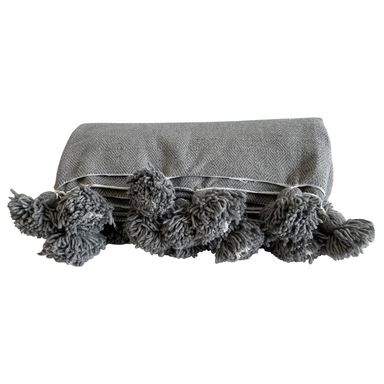 French Cotton Gray and White Diamond Throw at 1stDibs