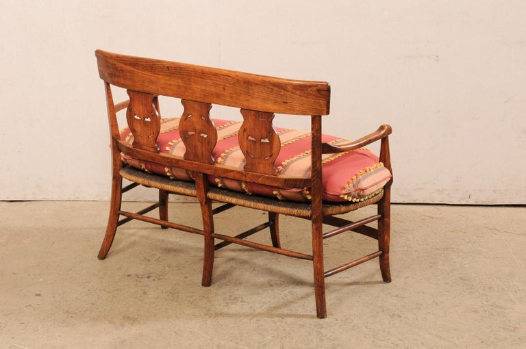French Country Bench W/Neoclassic Elements Has Rushed Seat and ...