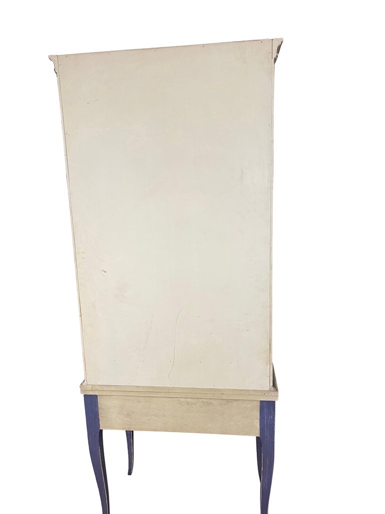 French Country Blue Secretaire/Desk with Wire Shelving and Pull out Lap ...