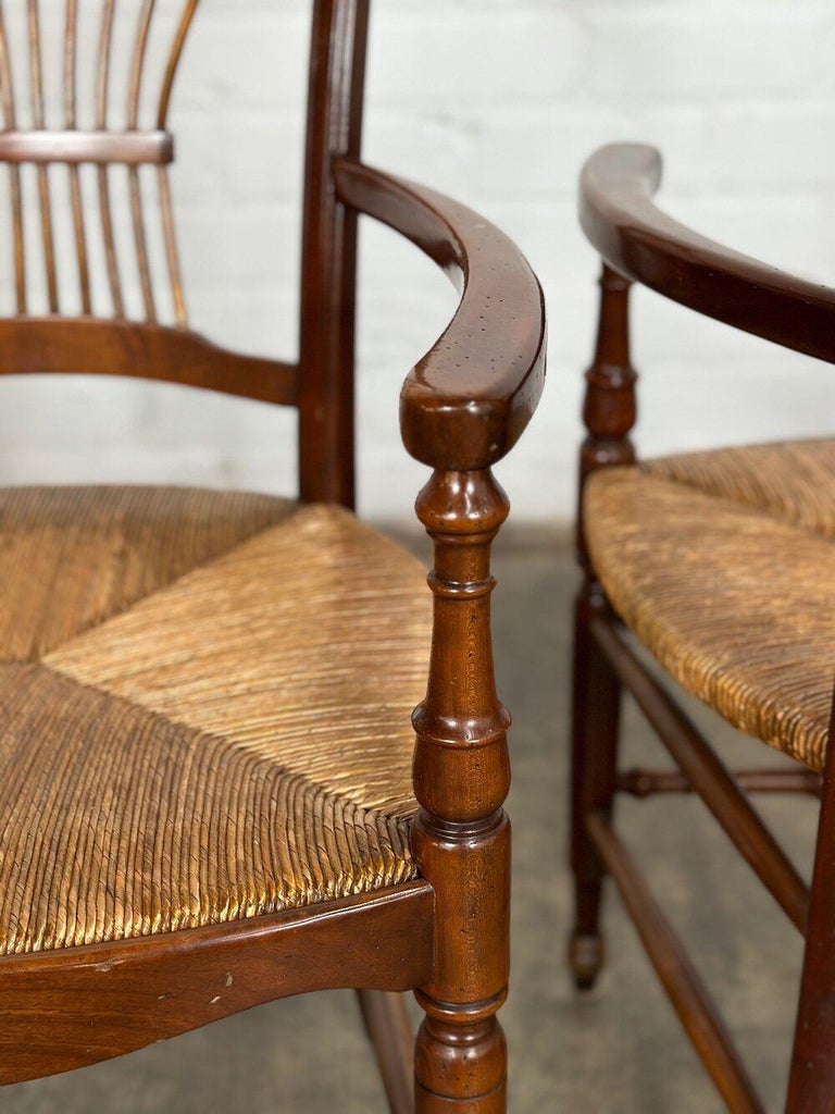 French Country Cherry Dining Chairs with Woven Seats, Set of 4 For Sale ...