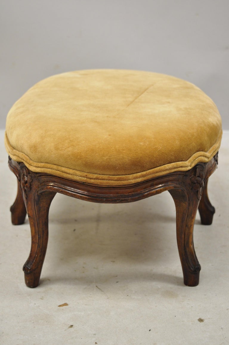 French Country Louis XV Provincial Walnut Small Petite Oval Footstool ...