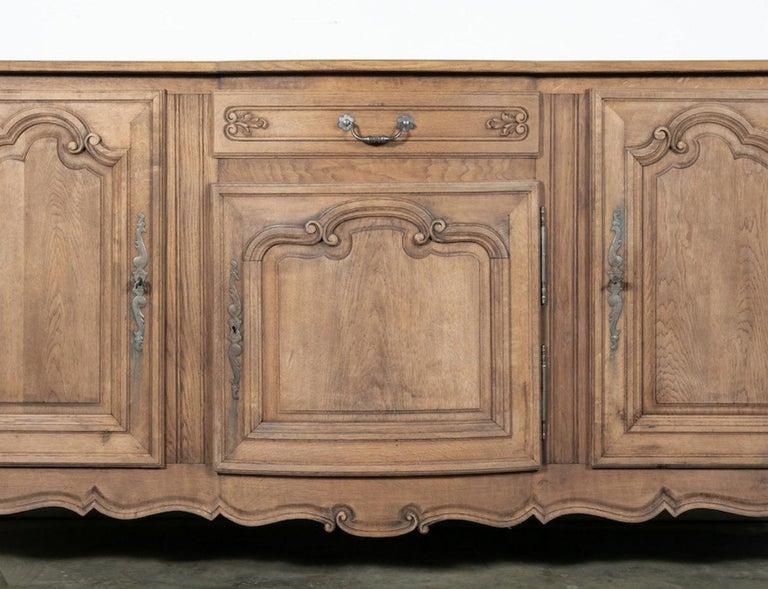 French Country Louis XV Style Washed Oak Enfilade Buffet with ...