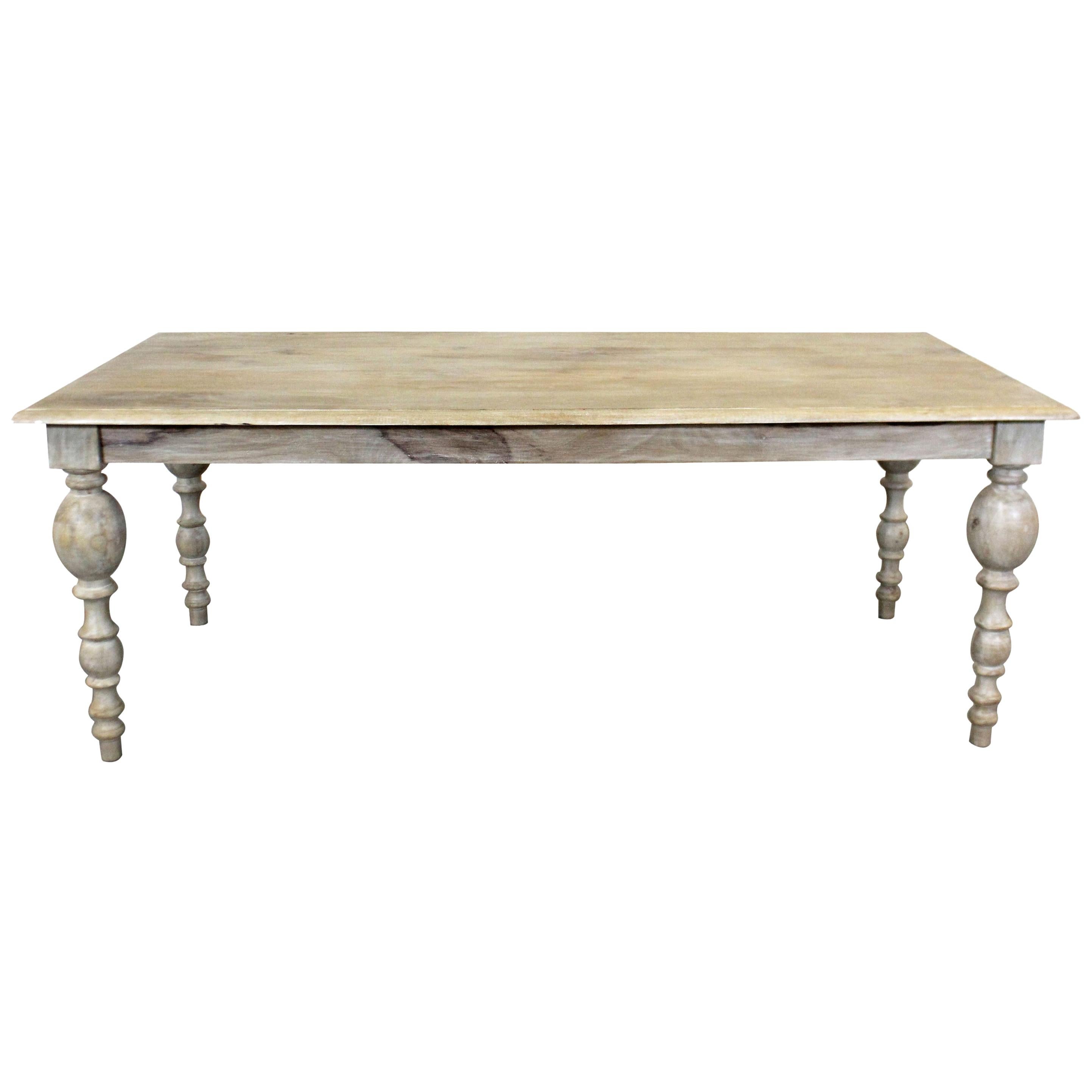 French Country Primitive Rustic Natural Gray 80" Farm Dining Table at ...