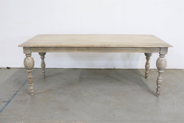 French Country Primitive Rustic Natural Gray Farm Dining Table at 1stDibs